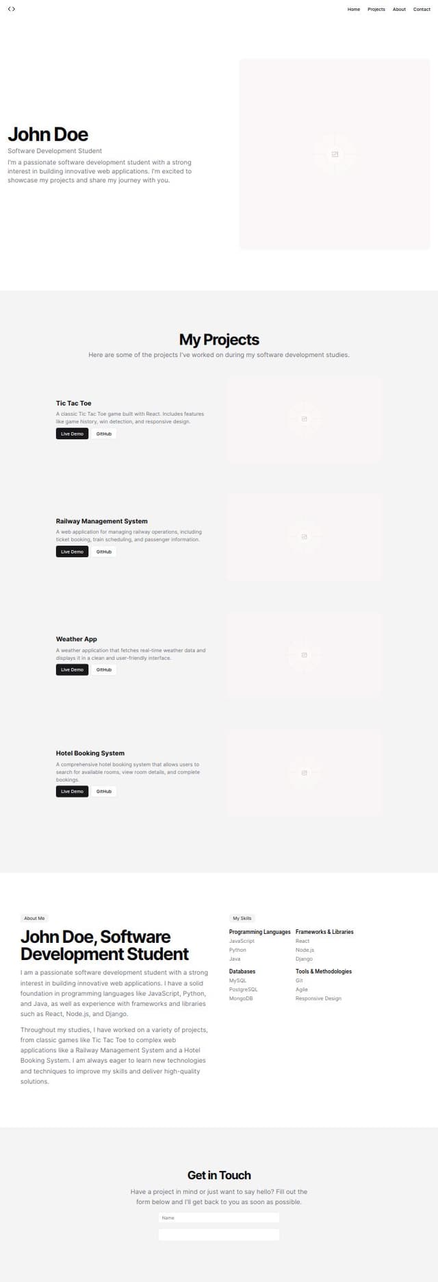 A professional portfolio for a student intrested in software ...