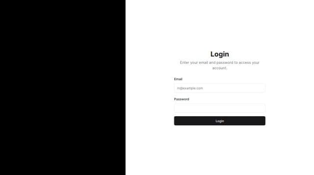 a login page with two panels, login form on the right side, and a black panel on the right | A ...