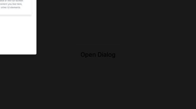 create full screen dialog with radix | A shadcn/ui and v0 generation - v0