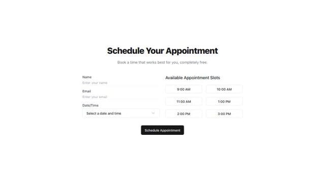 free online appointment scheduler page | A shadcn/ui and v0 generation - v0