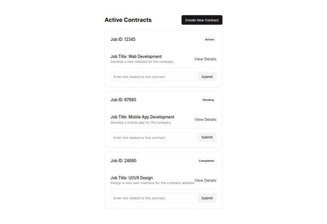 In the Active Contracts page, display a list of contracts the developer ...