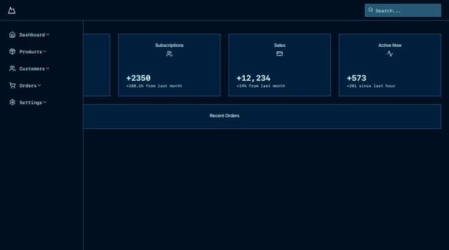Build a fully responsive dashboard with a side and top navbar. The side ...