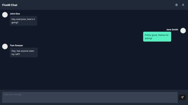 muestrame un chat y el box deinput para un server fivem | A shadcn/ui ...