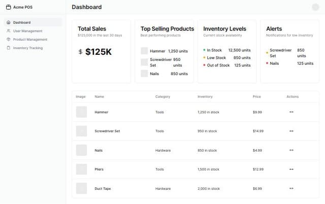 Design a UI for our POS system aimed at SMEs like grocery stores and ...