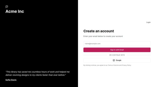 A login page using shadcn ui and tailwindcss | A shadcn/ui and v0 generation - v0
