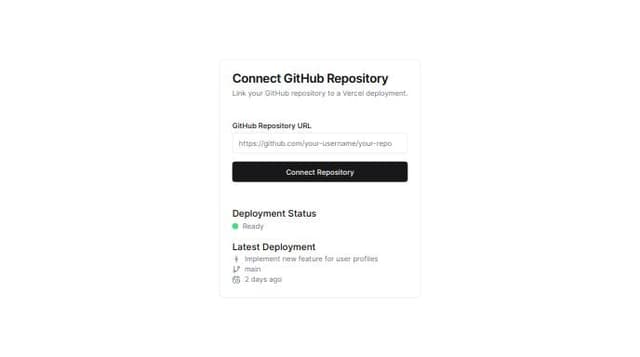 vercel linking github repo deployment ui | A shadcn/ui and v0 generation - v0
