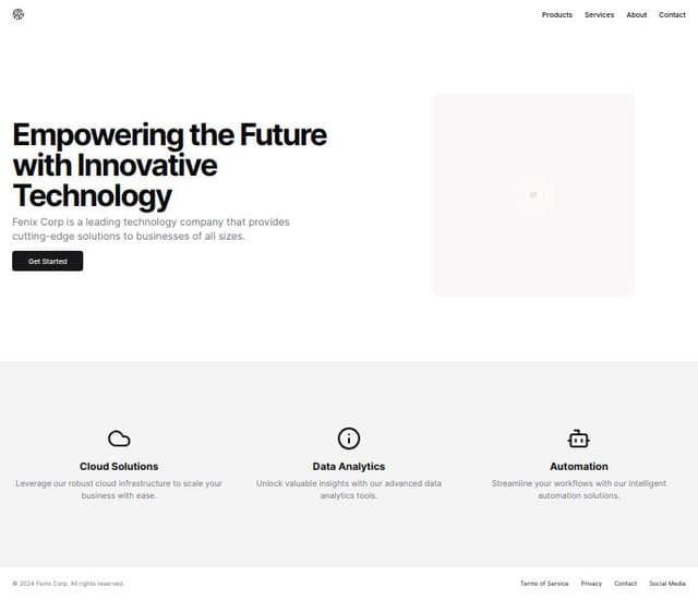 create landing page about fenix corp | A shadcn/ui and v0 generation - v0