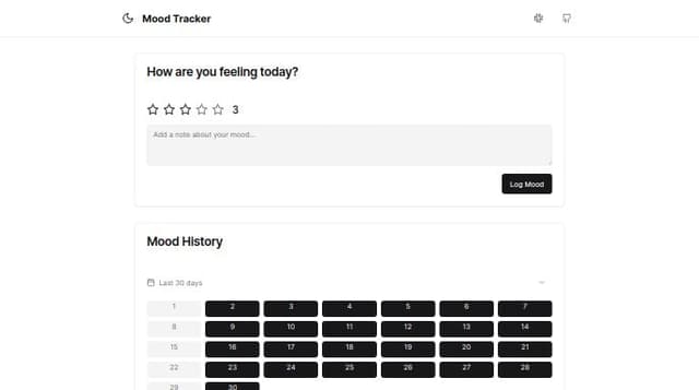 a mood tracking app for developers, with a mood recording field & a dashboard field like github ...