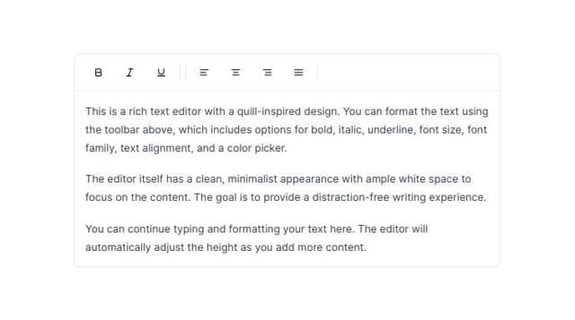 nice quill rich text editor | A shadcn/ui and v0 generation - v0
