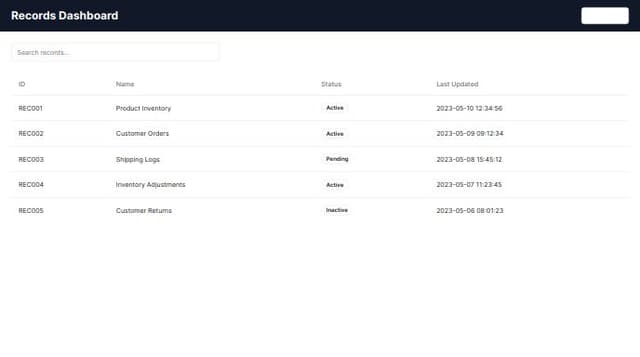 create a dashboard showing a records history for a software providing a ...