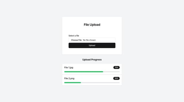 A page where users can upload files and see the upload progression for ...