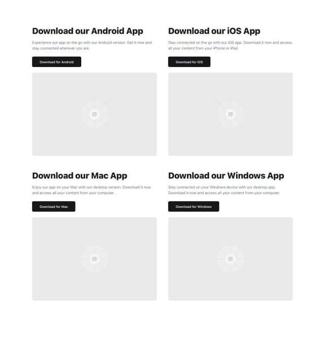 An app download page to download android, ios, mac, and windows apps ...