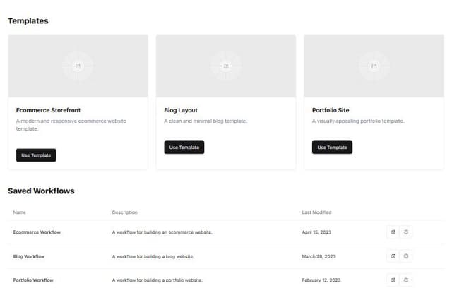 Create a "getting started" page that displays templates and saved ...