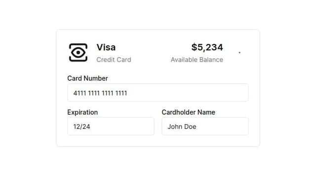 make a visa credit card component using shad cn | A shadcn/ui and v0 ...