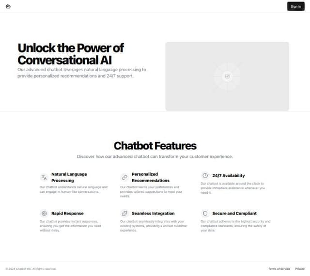 The initial page of an advanced chatbot with signin button in the ...
