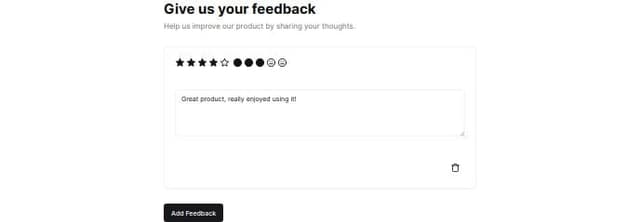 Create a simple feedback form in react with functionaily to add and ...
