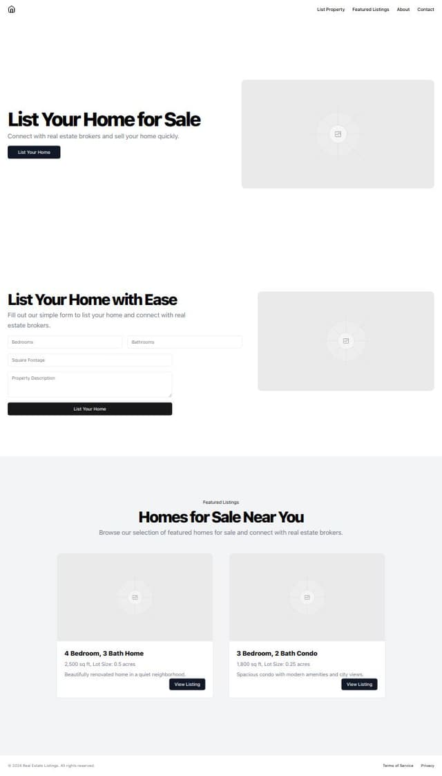 a webpage where users can add their house for sale to get in contact ...