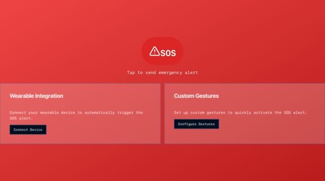 A mobile interface for the following feature SOS Signal System Quick ...