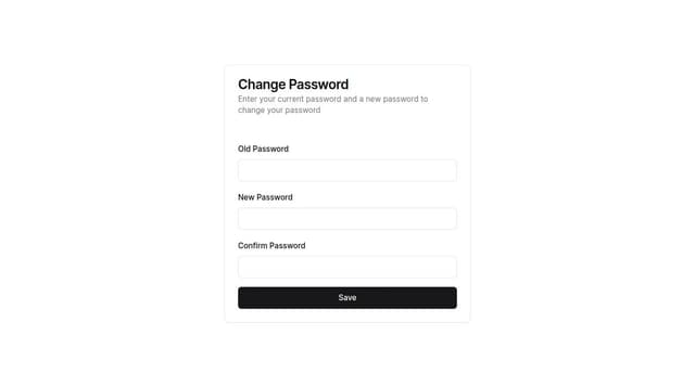 Change password form in the account page. it has old password, new ...