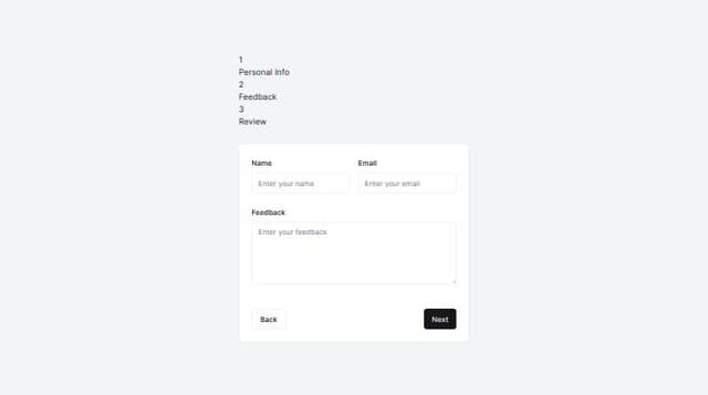 Create a stepper form using @shadcn/ui and make it responsive. Stepper needs to have rounded ...