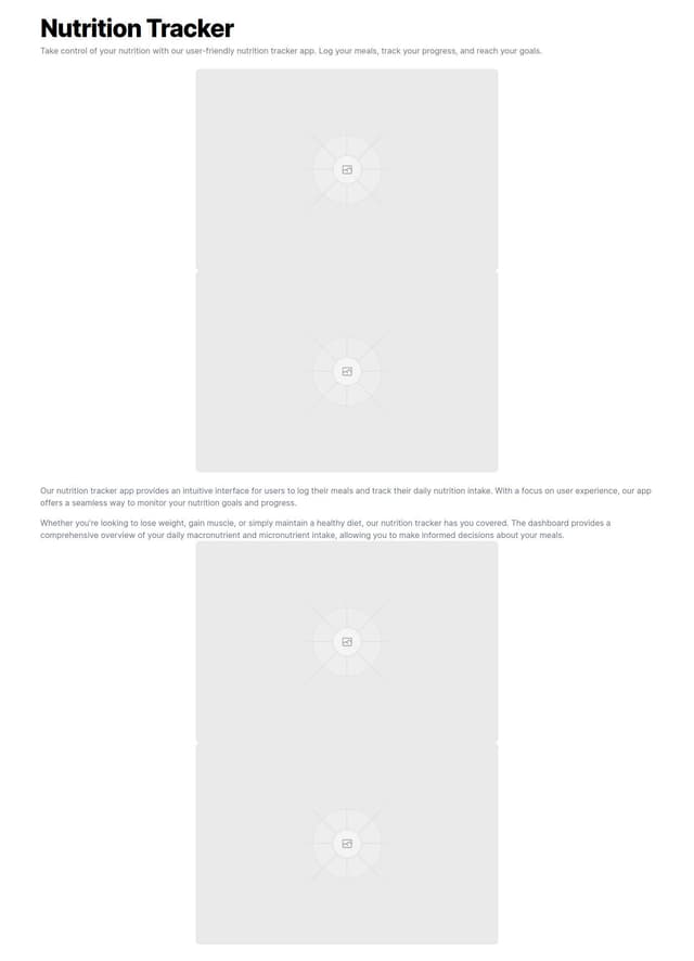 a nutrition tracker app that has a login page, a dashboard where you ...