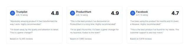 Credibility and Trust Signals - Trustpilot & ProductHunt Reviews ...
