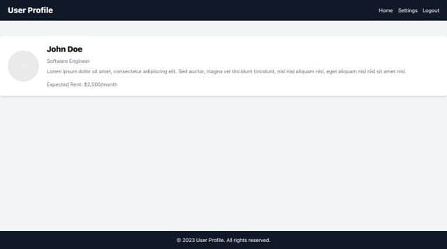 Create an entire page for showing a user data. the user data includes ...