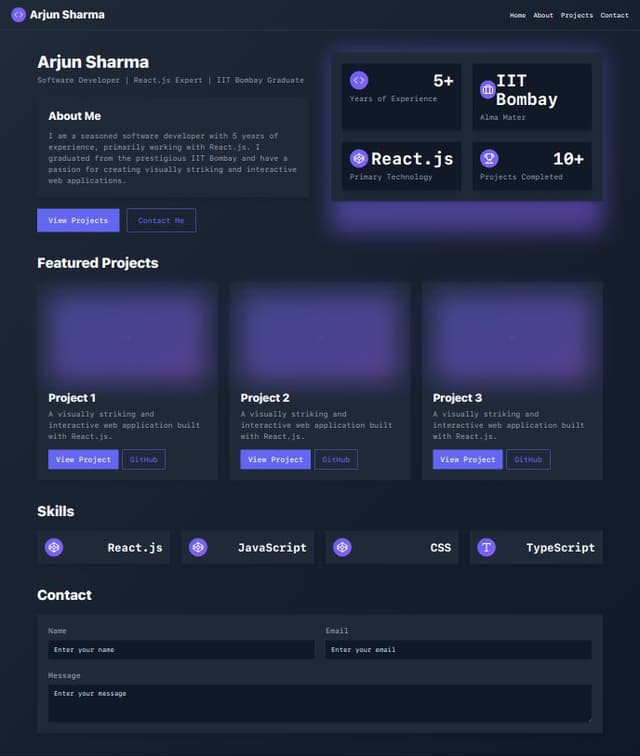 make a portfolio website for software developer working on Reactjs and ...