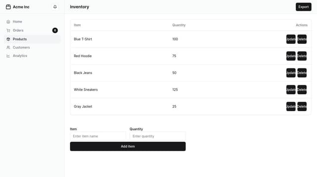 Inventory Page: Allow users to view and manage inventory items ...