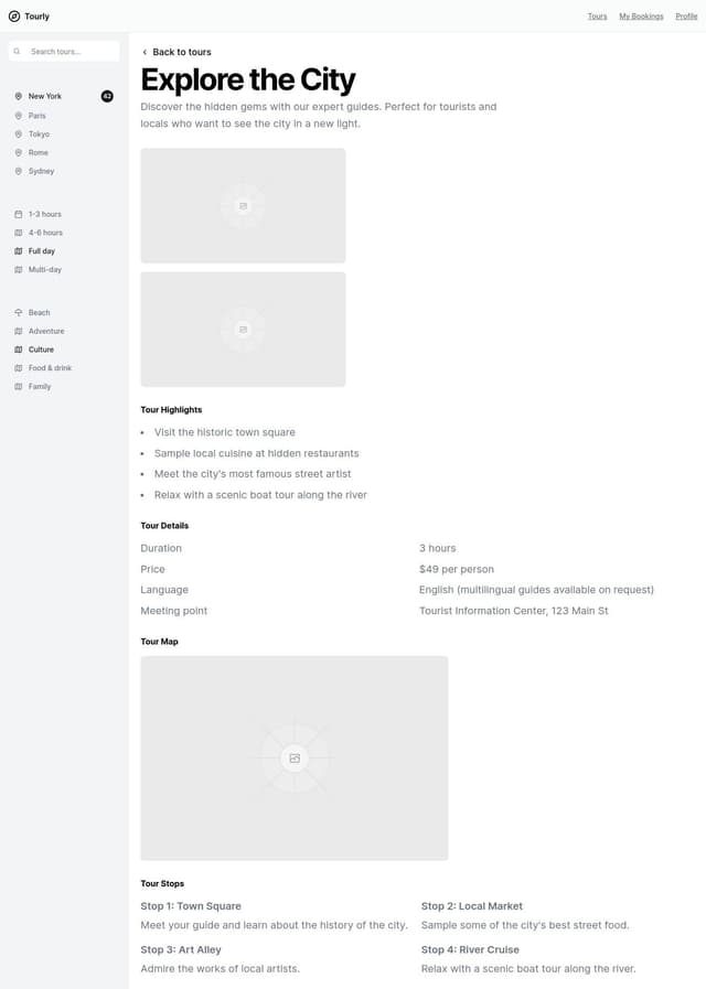 tour guide app interface | A shadcn/ui and v0 generation - v0
