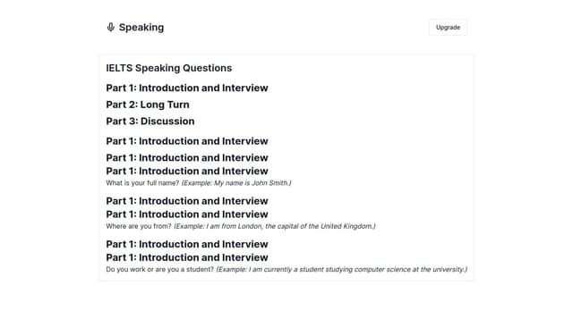 Thumbnail for prompt: Create a user interface for an online IELTS ...