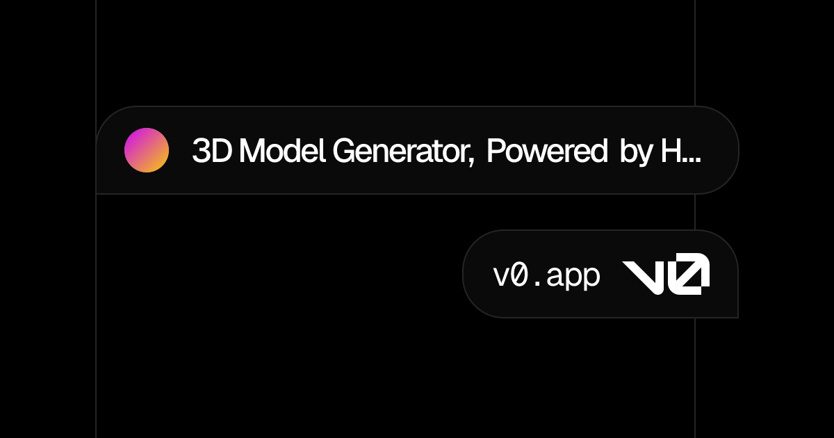 3D Model Generator, Powered by Hyper3D Rodin - v0 by Vercel