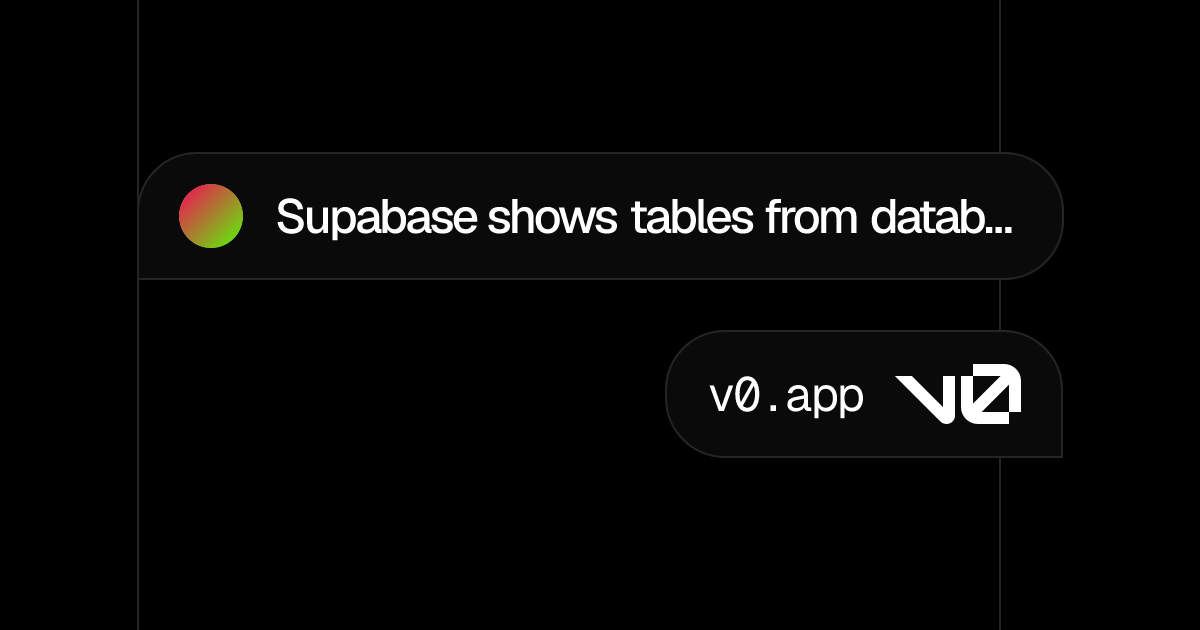 Supabase shows tables from database - v0 by Vercel