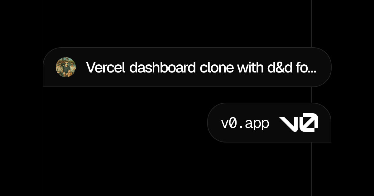 Vercel dashboard clone with d&d folder - v0 by Vercel
