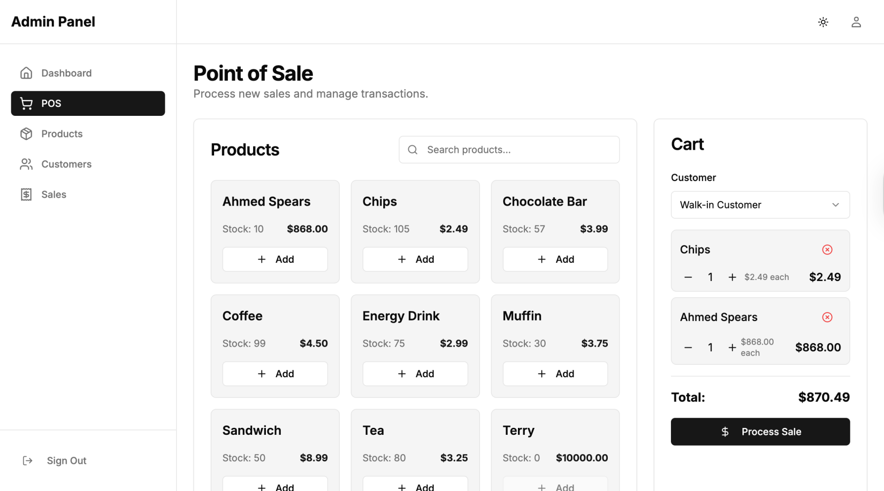 Complete Simple POS Admin Dashboard - v0 by Vercel