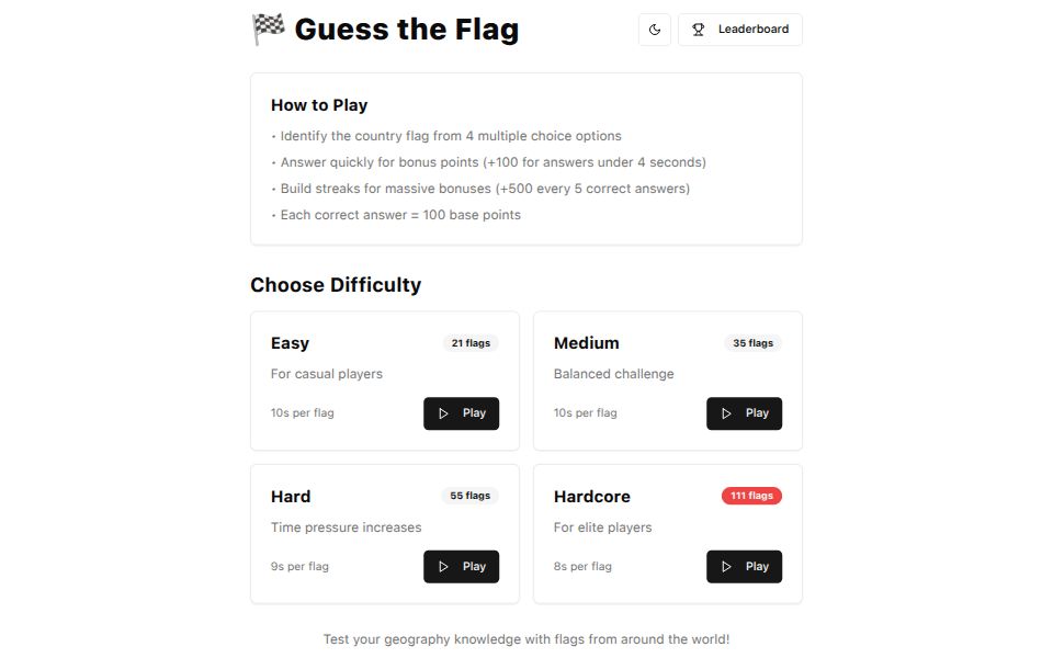 Guess the flag game - v0 by Vercel