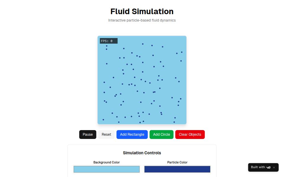 Fluid simulation creation - Apps & Games Templates - v0 by Vercel