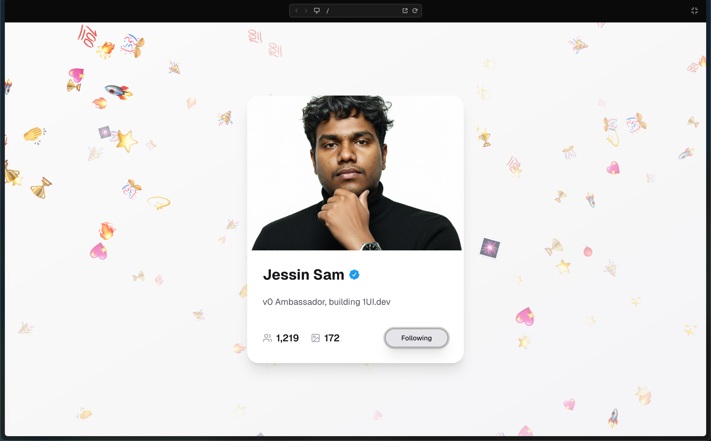 Modern Profile Card with Confetti Animation - Components Templates - v0 ...