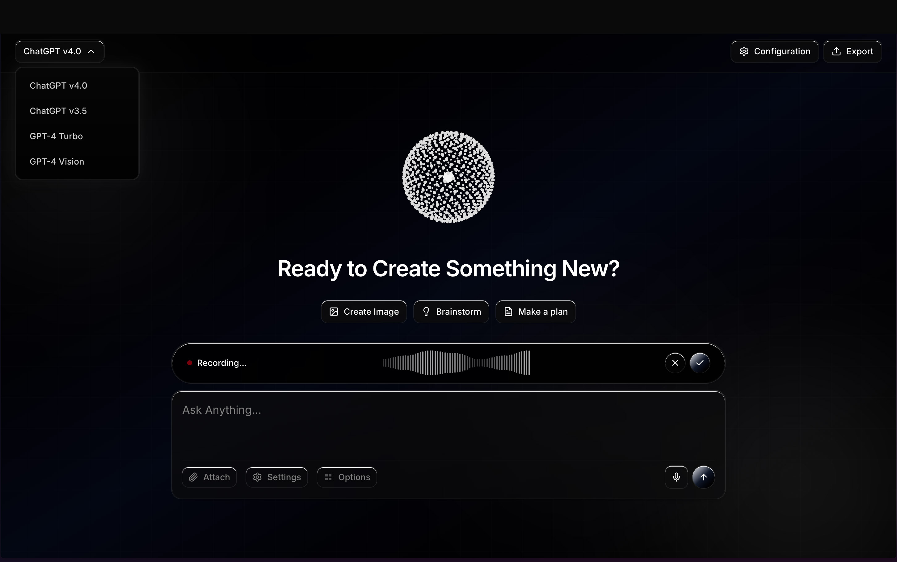 Modern AI Chat Interface with Voice Animation & 3D Particle ...