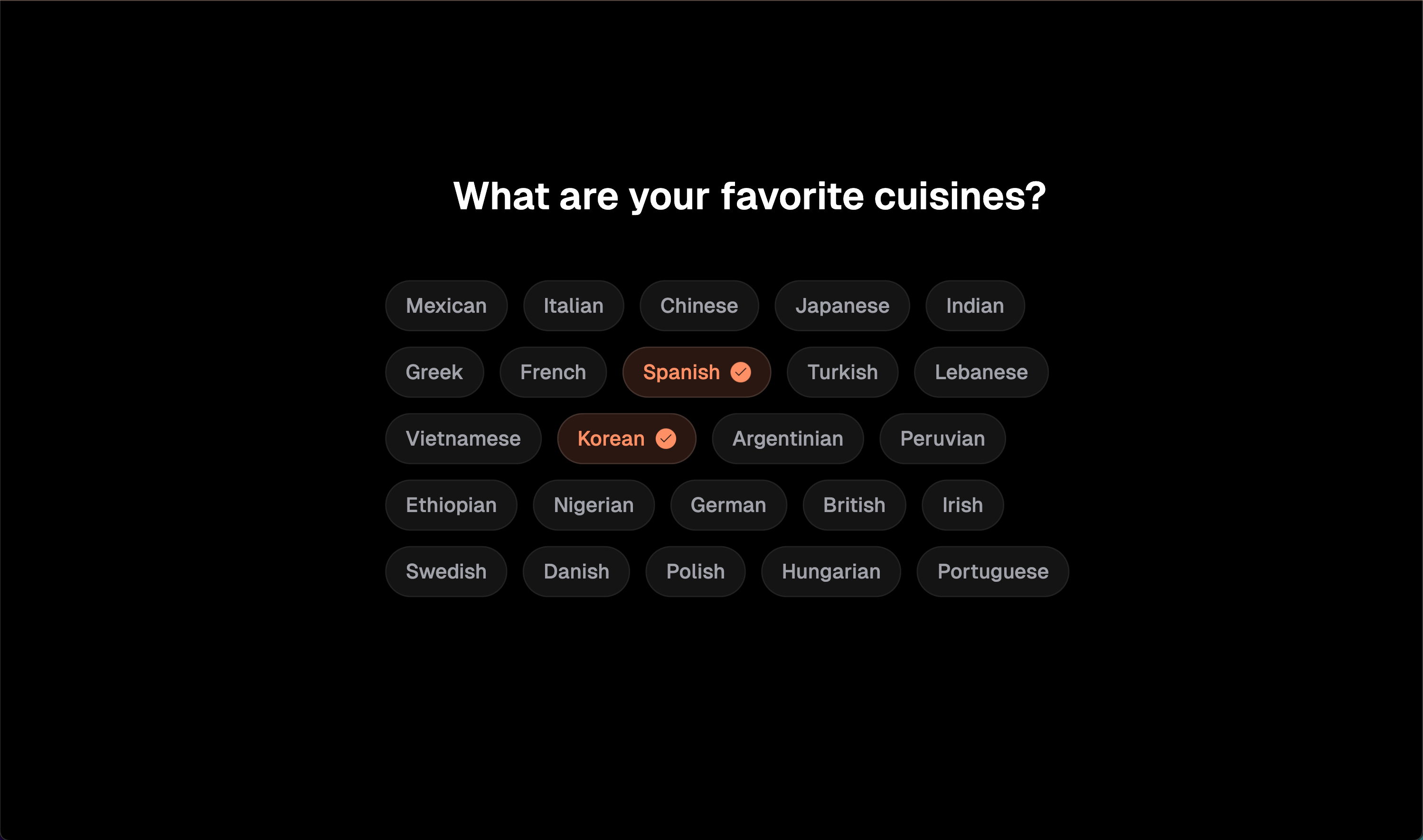 Cuisine Selector Chips - Components Templates - v0 by Vercel