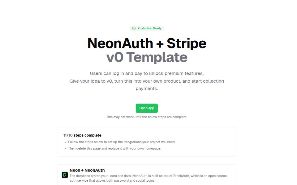 Neon + Stripe - Login & Sign Up Templates - v0 by Vercel