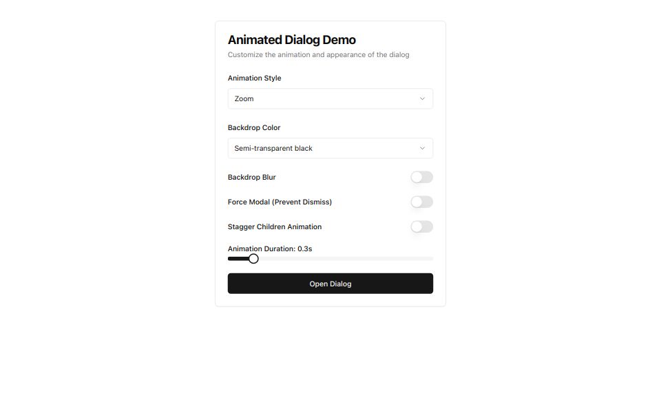 Animated dialog component - Animations Templates - v0 by Vercel