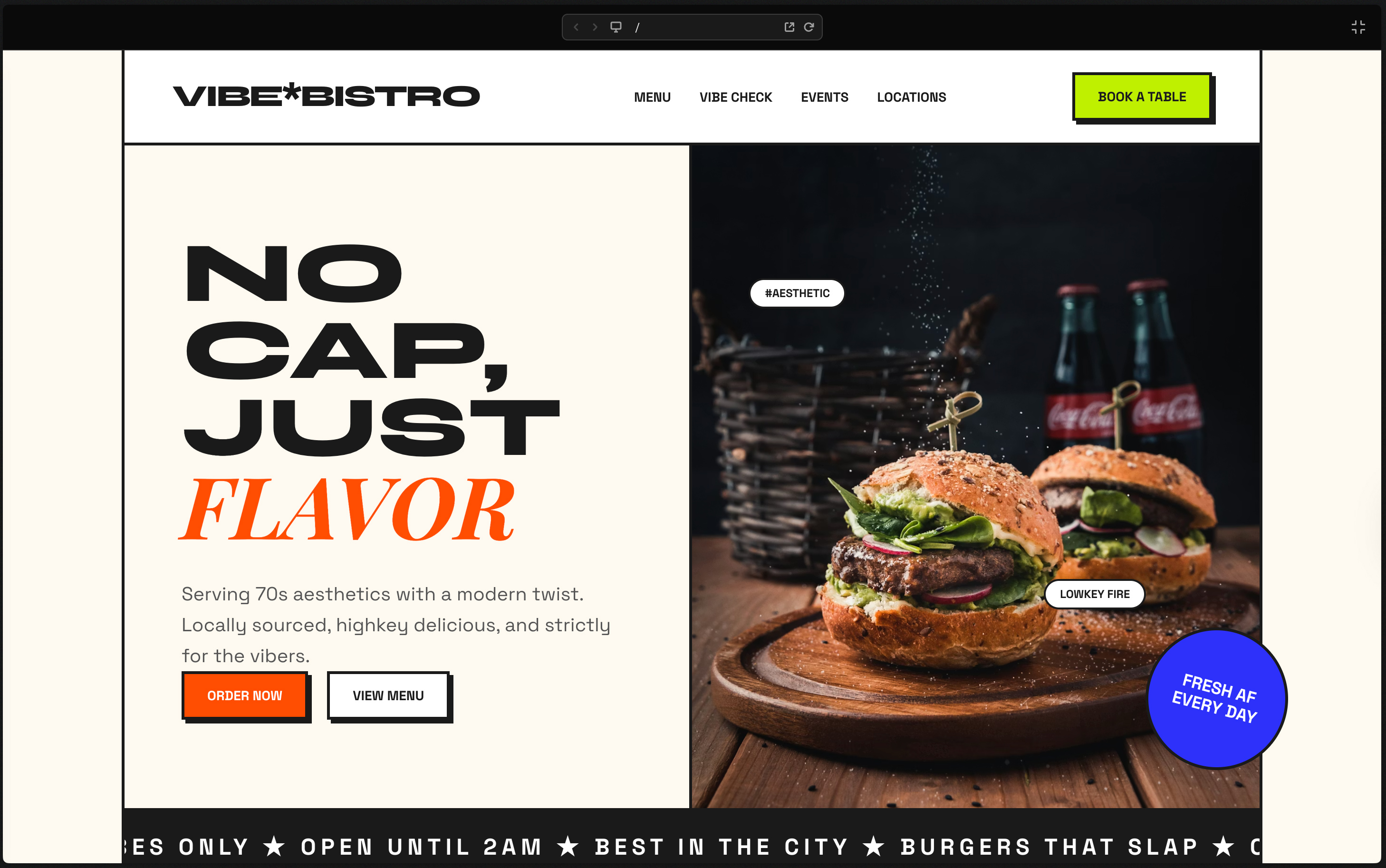 v0 - Retro Restaurant Landing Page - VIBE BISTRO - v0 by Vercel