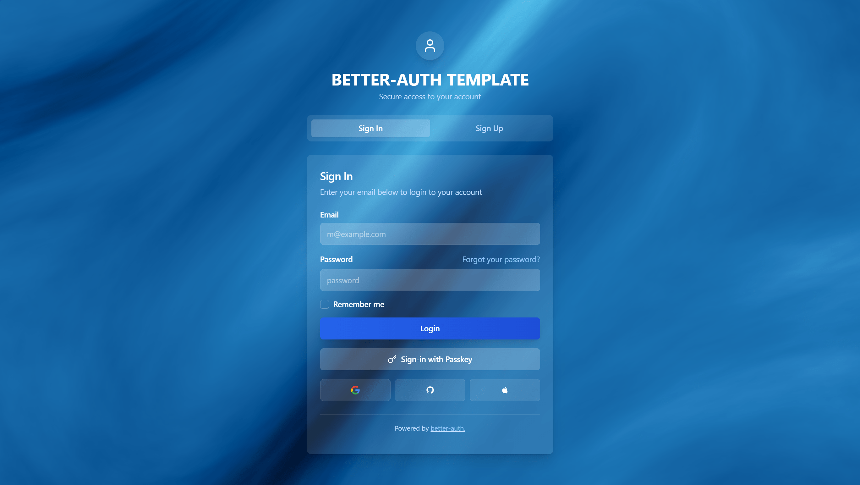 Better auth template - v0 by Vercel
