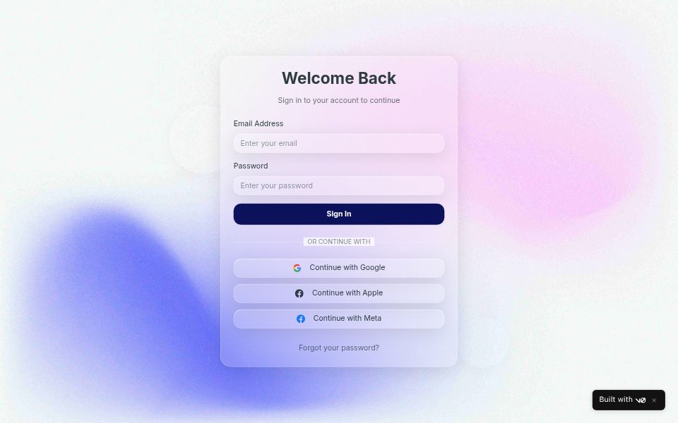 Liquid Glass Login page - Login & Sign Up Templates - v0 by Vercel