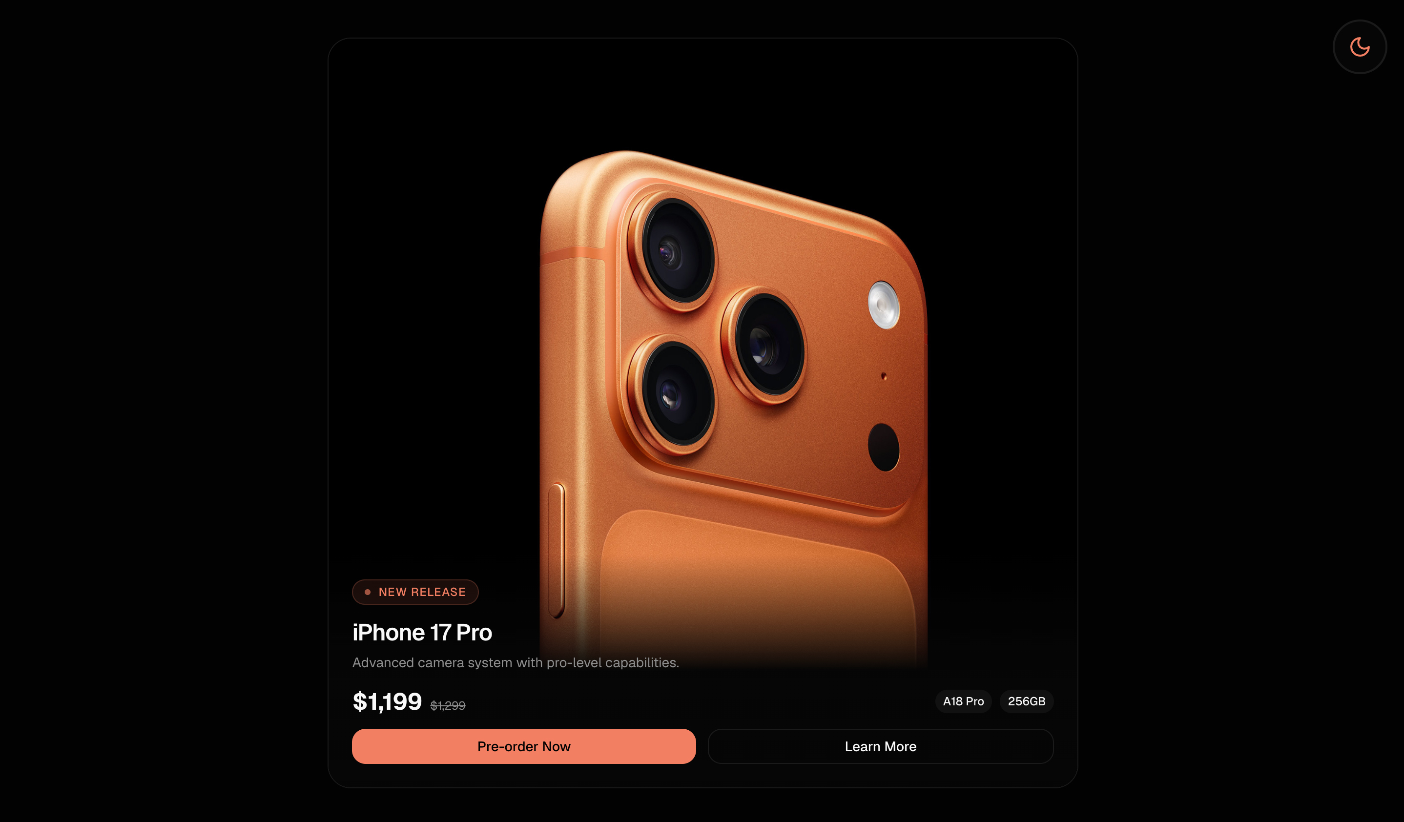 Modern Product Card with Hover Video & Theme Toggle - Layouts Templates ...