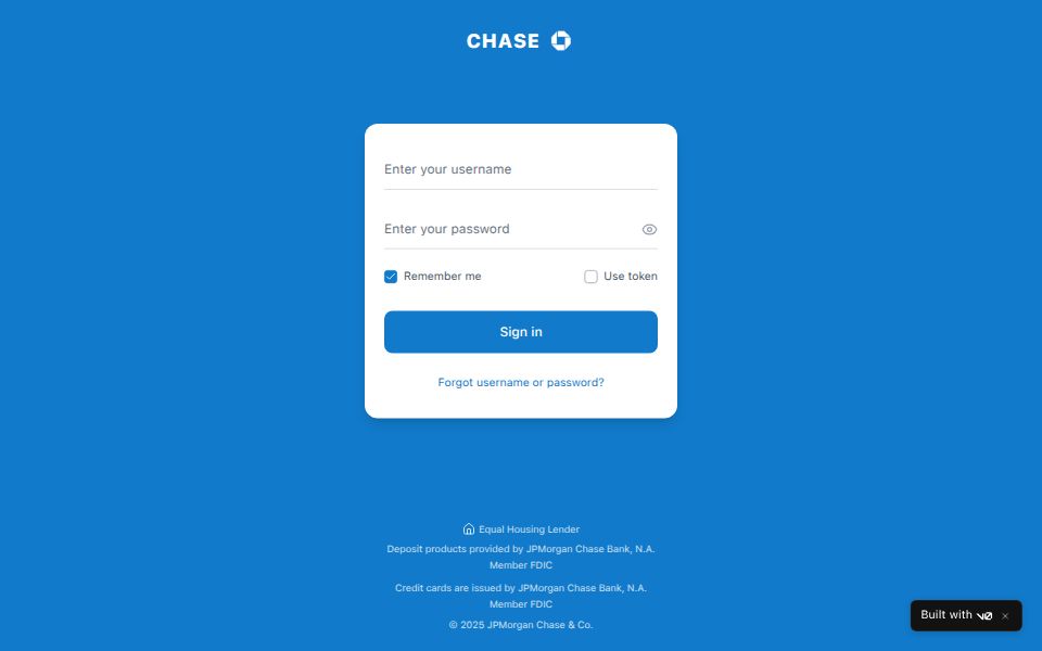 Chase bank - Login & Sign Up Templates - v0 by Vercel