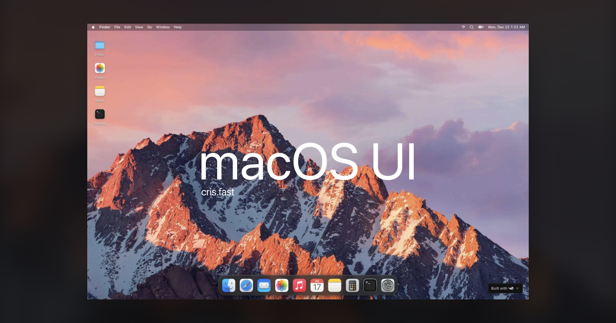 MacOS Desktop UI - Apps & Games Templates - v0 by Vercel