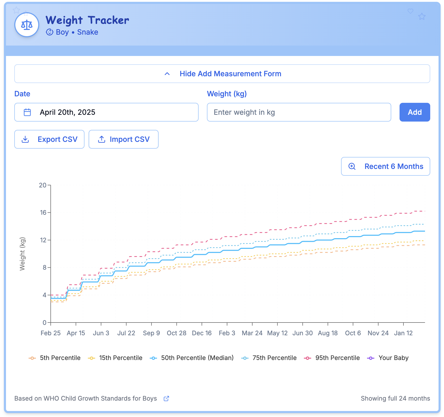 Baby growth tracker - Apps & Games Templates - v0 by Vercel