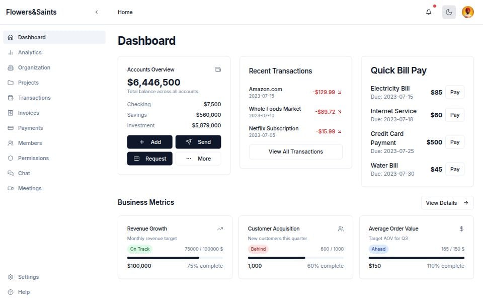 Financial Dashboard - Functional - Dashboards Templates - v0 by Vercel